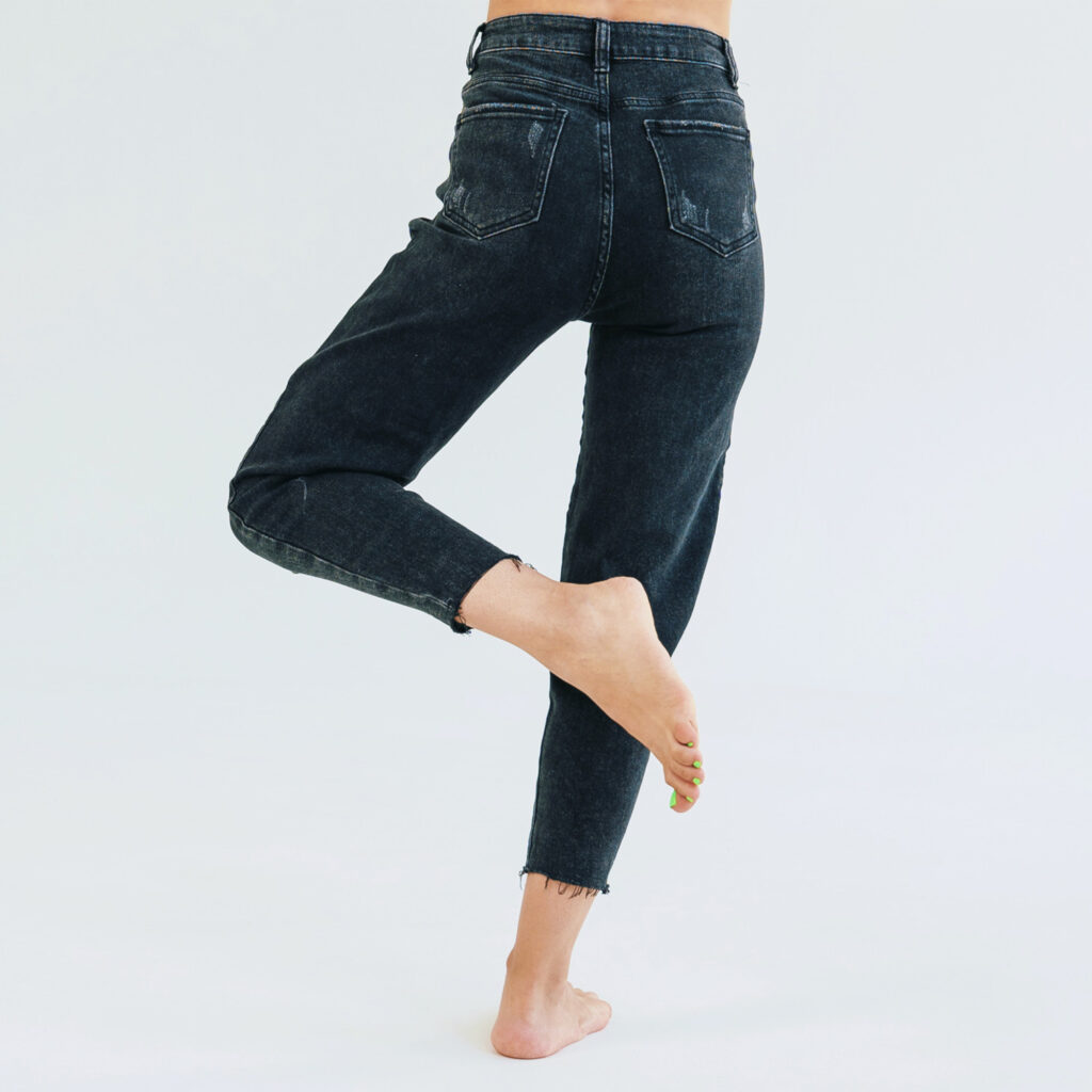 Wide Leg Jeans With Clasps At The Waist - Two Tones